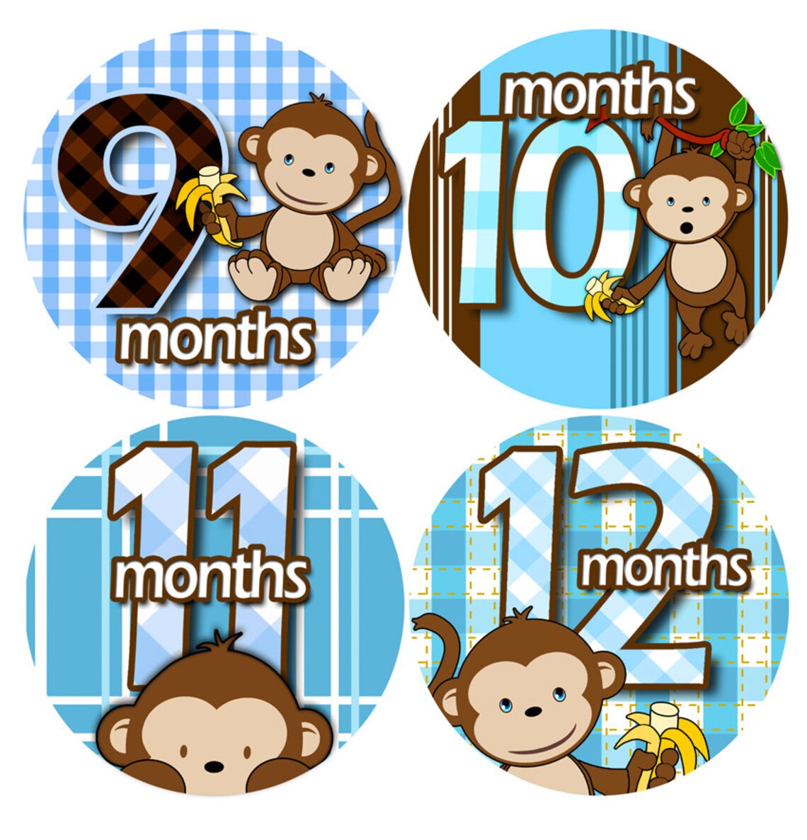 Month to Month Baby Stickers Baby Monthly Stickers 1 to 12 - Etsy