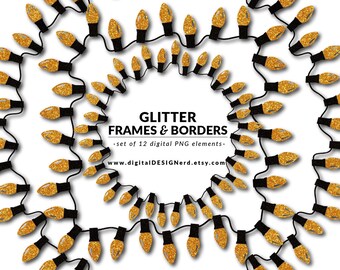 Glitter Frames & Borders Clip Art Rainbow String Lights | Etsy