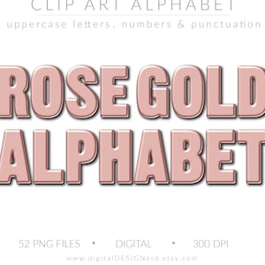 Clip Art Beveled Metal Alphabet | Light Rose Gold Metallic Letters ...