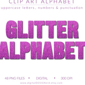 Bright Purple Glitter Alphabet | Sparkle Clip Art Letters Numbers ...