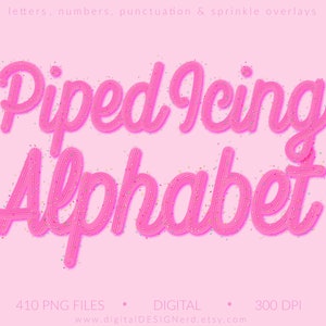 Rose Pink Piped Icing Digital Alphabet With Sprinkle Overlays | 532 PNG ...