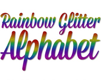 Rainbow Ombre Glitter Alphabet Clip Art Letters Numbers & | Etsy