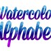 Watercolor Clip Art Alphabet | Dark Blue & Purple Ombre Letters Numbers ...