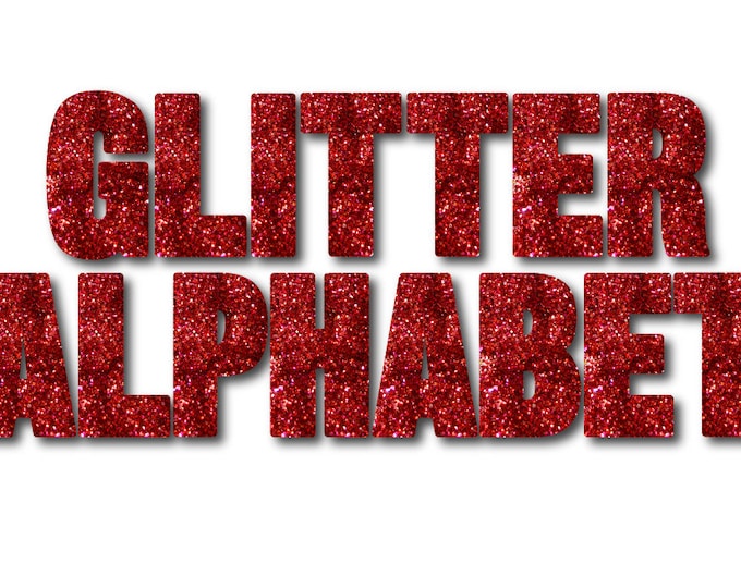 Clip Art Letters & Numbers, Red Glitter Digital Alphabet and Numbers ...