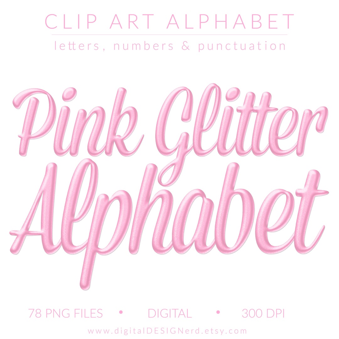 Pink Glitter Alphabet Clip Art: Metallic Sparkle Letters (digital ...