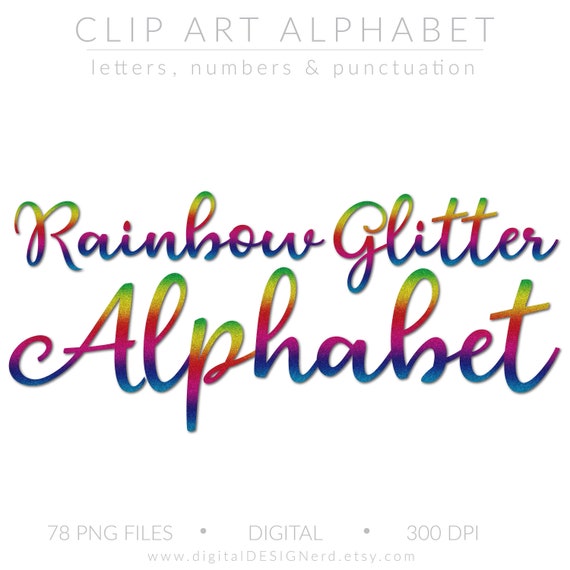 Rainbow Ombre Glitter Alphabet Clip Art Letters Numbers & - Etsy Australia