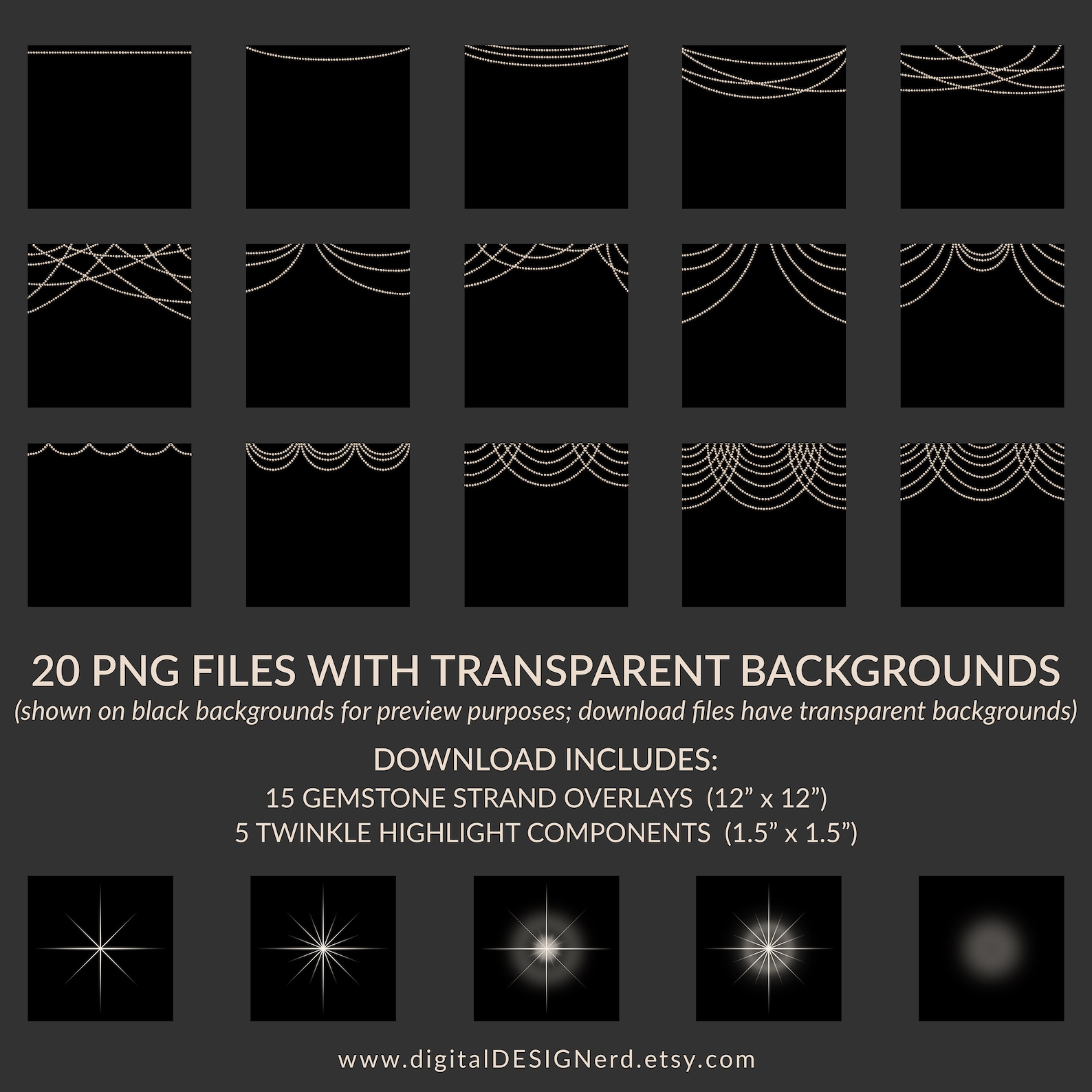 Ivory Pearl Strand Overlays & Sparkle Starburst Highlights - Etsy