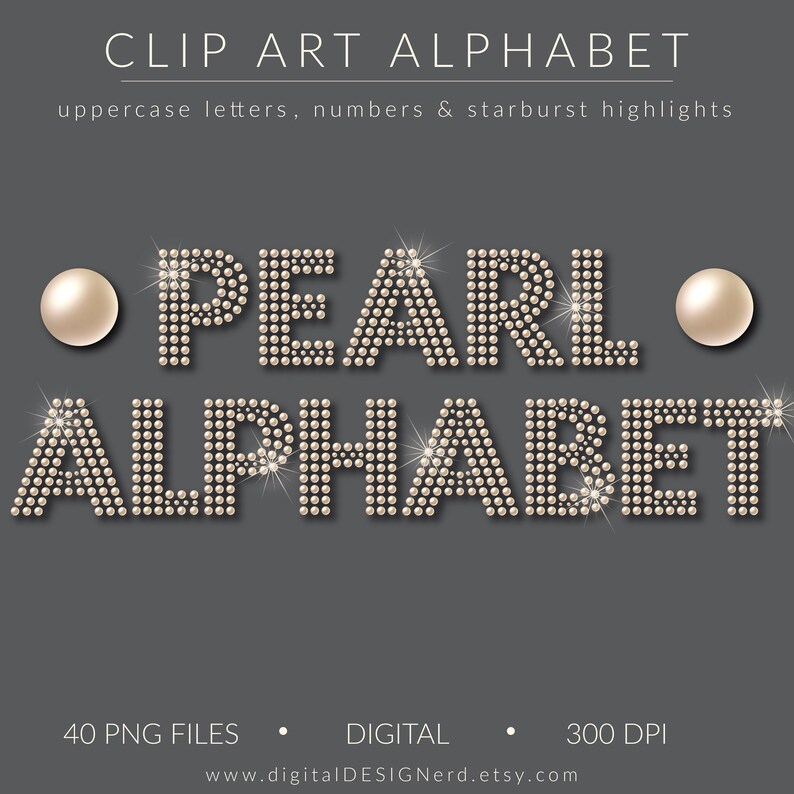 Ivory Pearl Gemstone Alphabet Clip Art Letters Numbers - Etsy