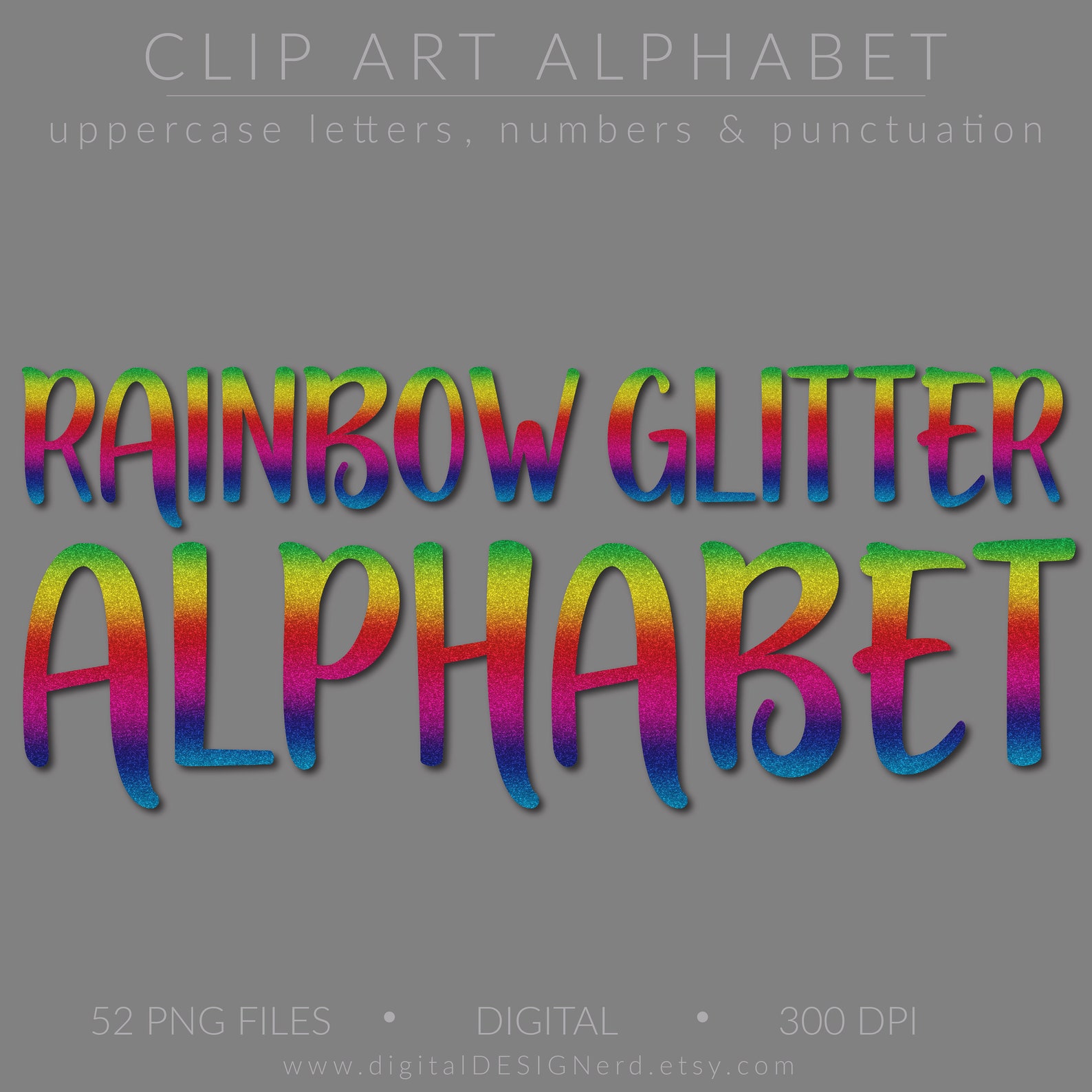 Rainbow Ombre Glitter Alphabet Clip Art Letters Numbers & - Etsy