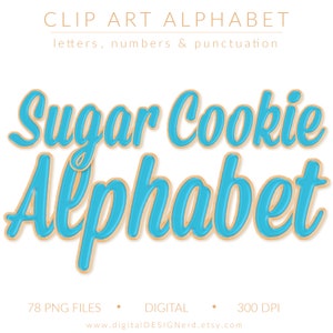 Pacific Blue Icing Frosted Sugar Cookie Alphabet | 78 PNG Digital Clip ...