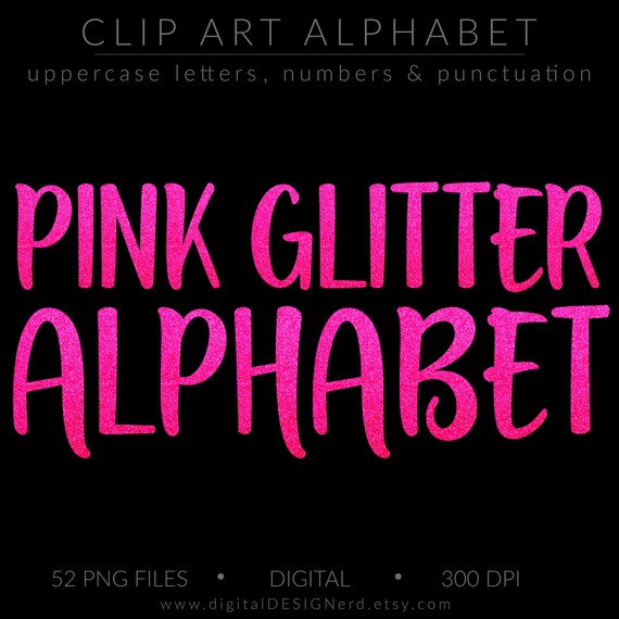 Clip Art Alphabet Hot Pink Glitter Letters Numbers & | Etsy