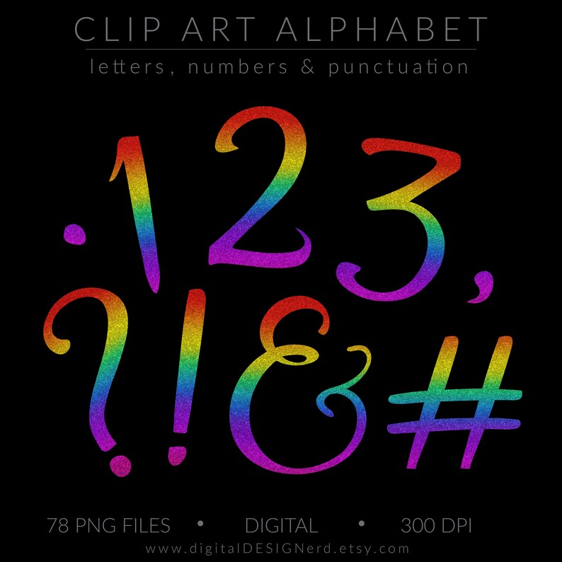 Vivid Rainbow Ombre Glitter Alphabet Clip Art Letters - Etsy