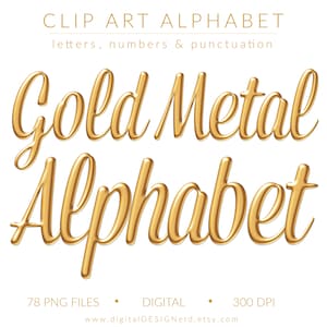 Clip Art Beveled Metal Alphabet | Gold Metallic Letters Numbers ...
