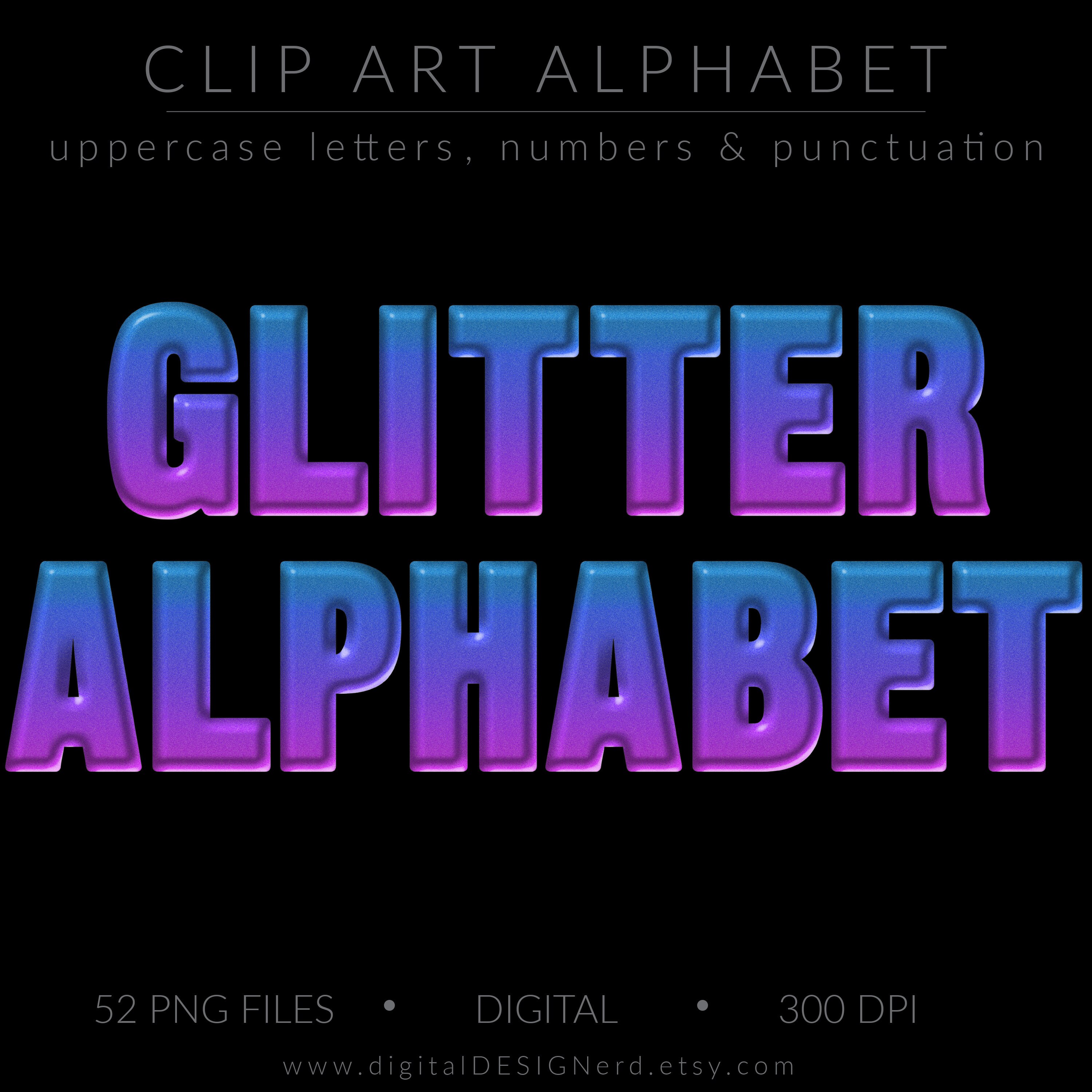 Metallic Sparkle Gel Alphabet Blue Violet Ombre Glitter - Etsy