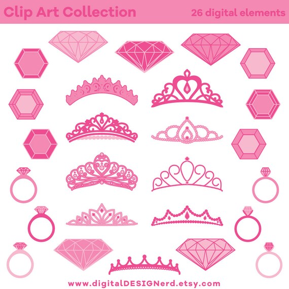 Clip Art Princess Jewelry Pink 26 Digital Scrapbook | Etsy