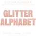 Rose Gold Glitter Alphabet Clip Art: Metallic Letters, Numbers (PNG ...