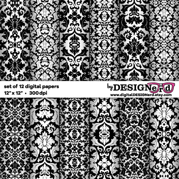 Black White Damask - Etsy