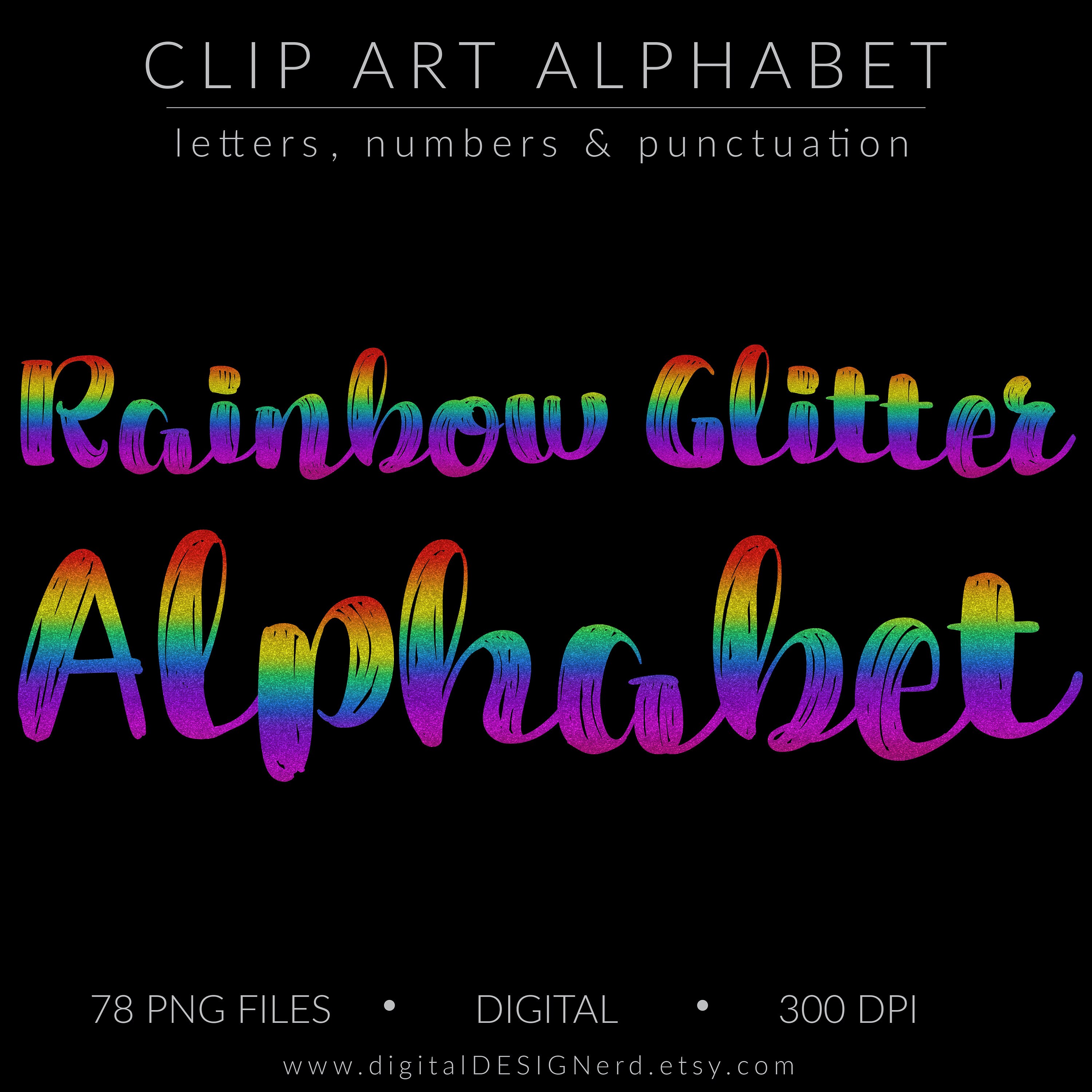Vivid Rainbow Ombre Glitter Alphabet Clip Art Letters - Etsy
