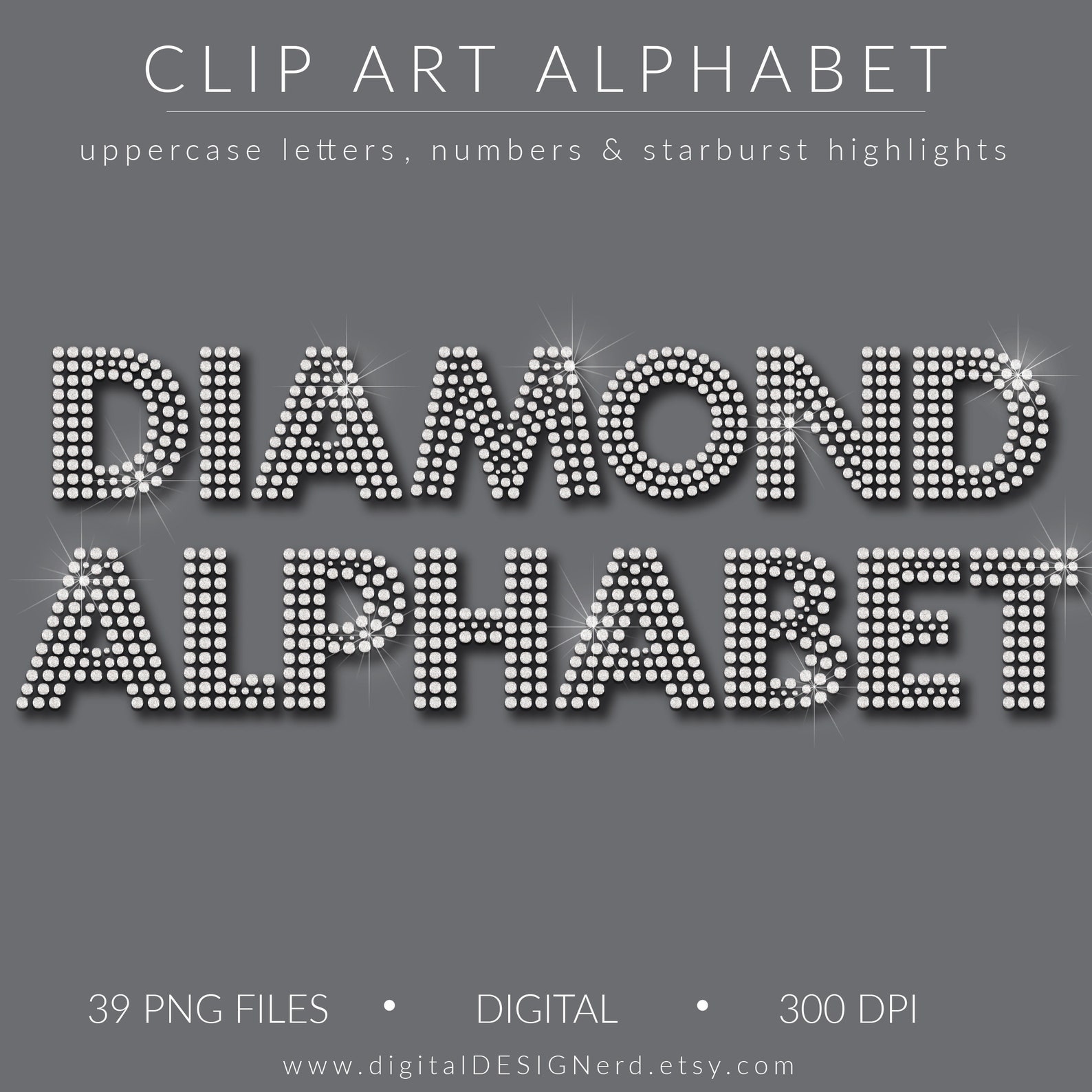 Diamond Gemstone Alphabet | Clip Art Letters Numbers Ampersand ...