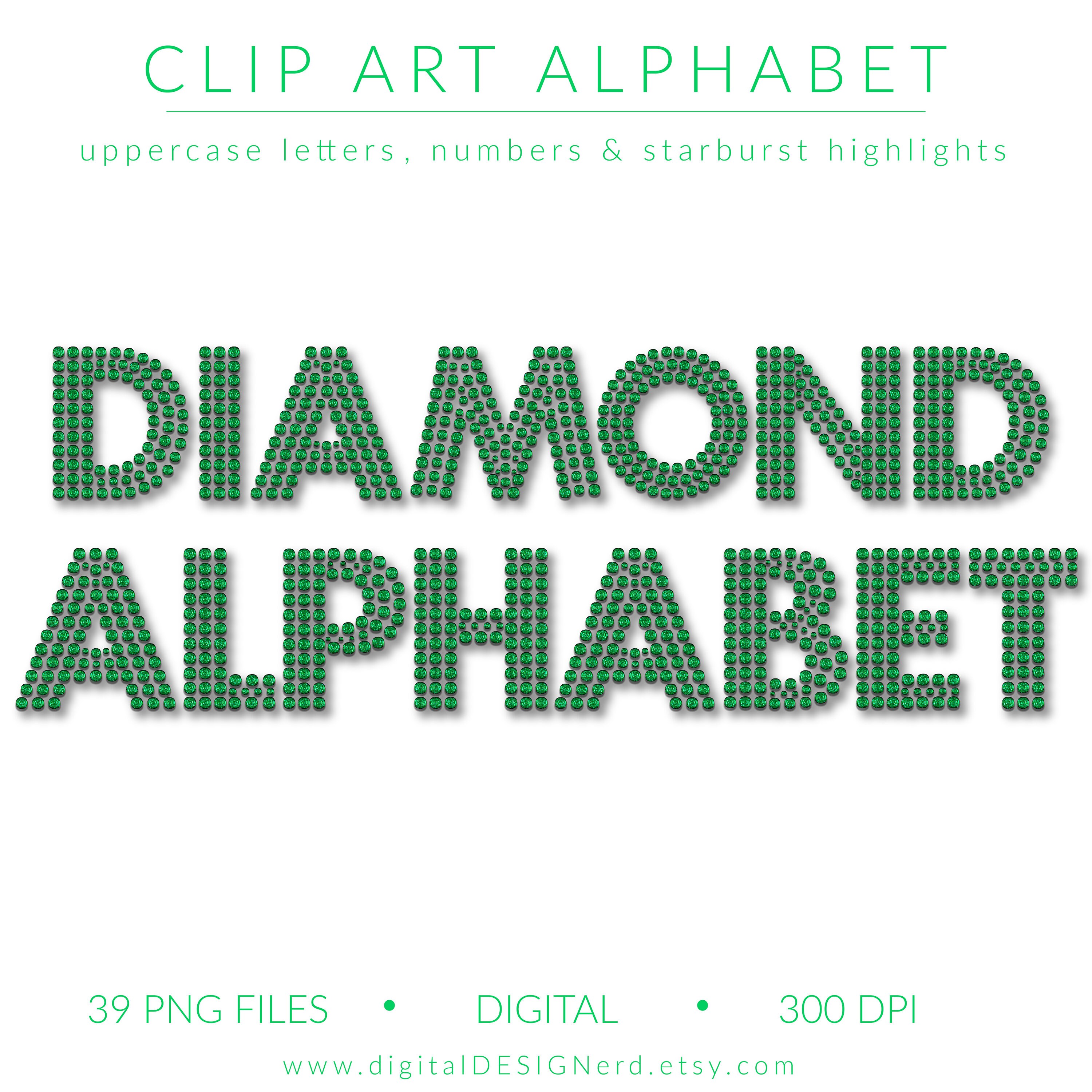 Emerald Gemstone Alphabet: Diamond Clip Art (PNG Digital Download) - Etsy