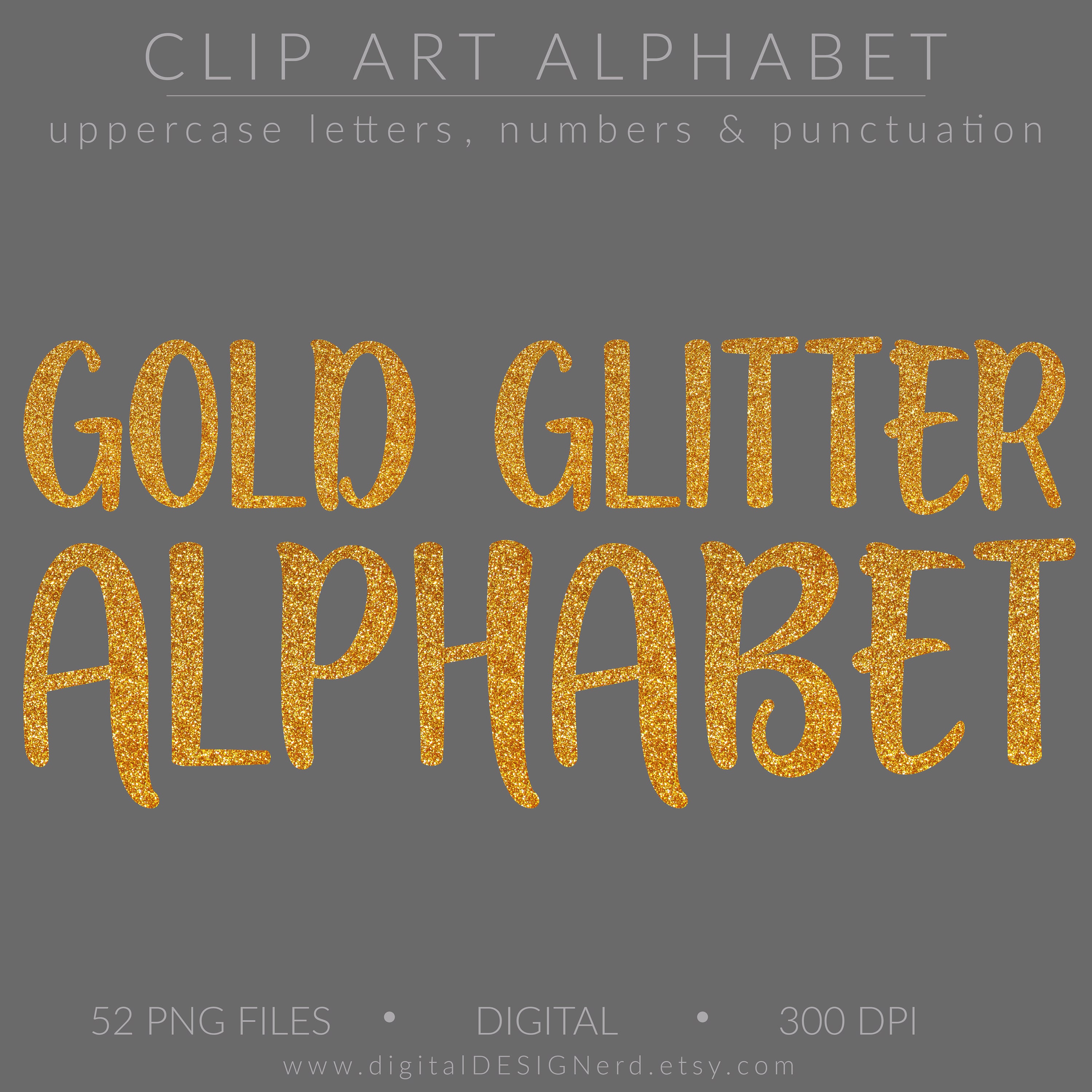 Bright Gold Glitter Alphabet Clip Art Letters Numbers - Etsy