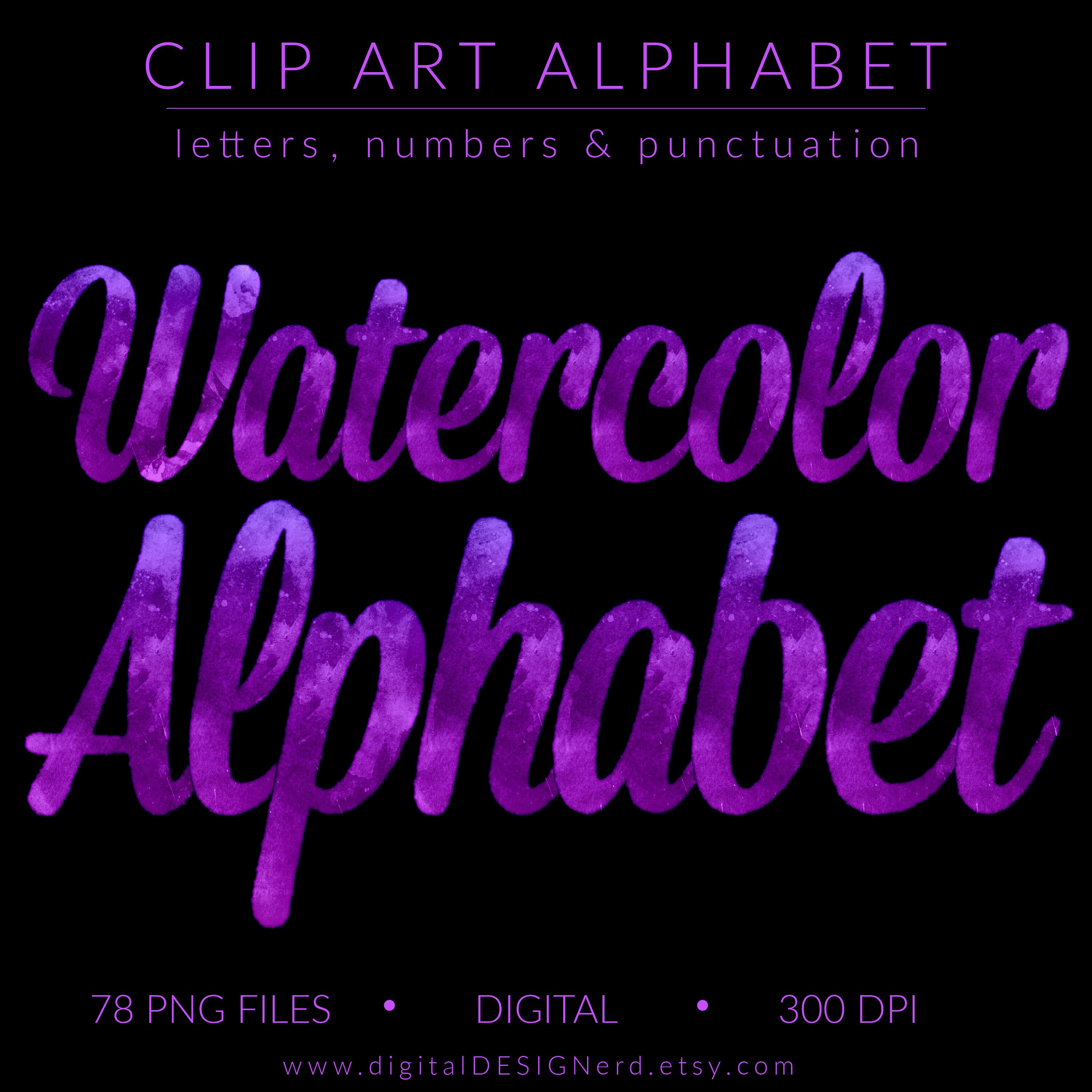 Dark Violet Watercolor Clip Art Alphabet Set of PNG Letters - Etsy