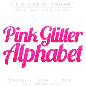 Clip Art Alphabet | Hot Pink Glitter Letters Numbers & Punctuation | 78 ...