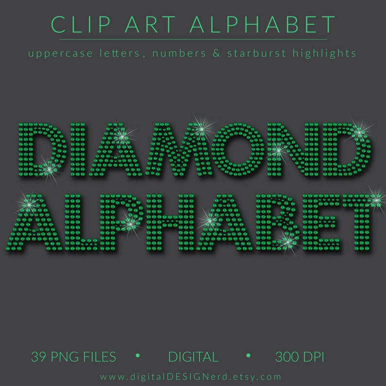 Emerald Gemstone Alphabet: Diamond Clip Art (PNG Digital Download) - Etsy