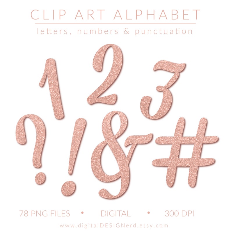 Rose Gold Glitter Alphabet Clip Art: Scrapbook Letters (digital ...