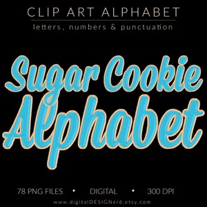 Pacific Blue Icing Frosted Sugar Cookie Alphabet | 78 PNG Digital Clip ...
