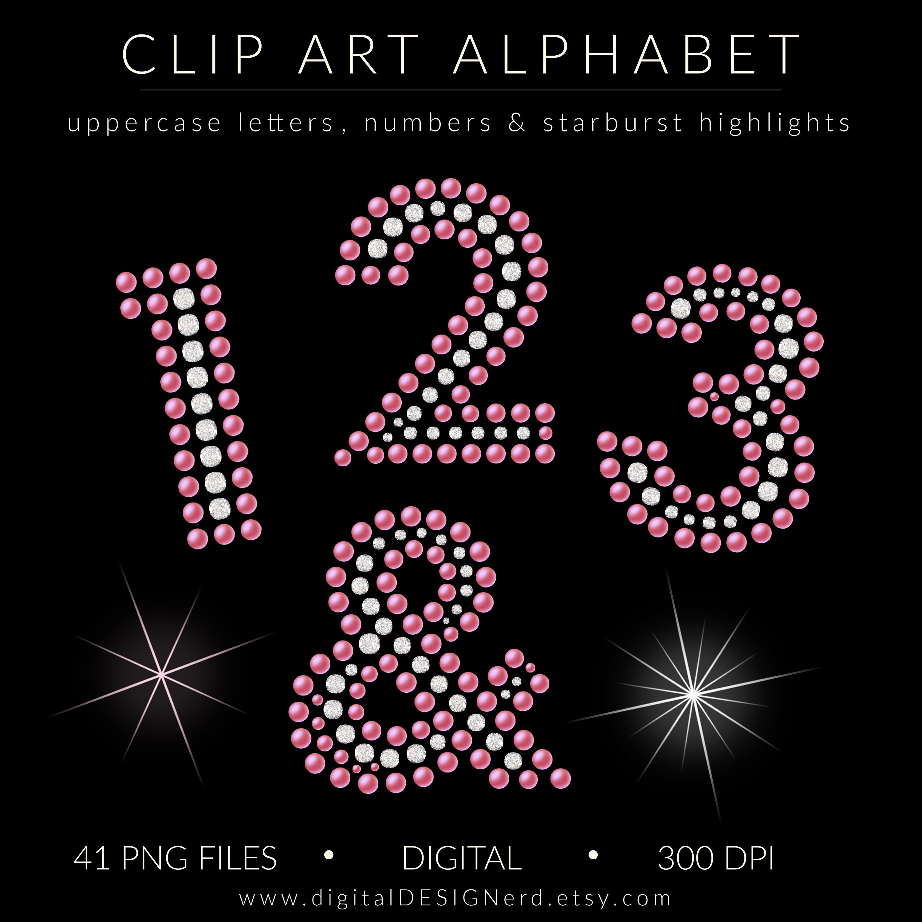 Pink Pearl & Diamond Gemstone Alphabet Bling Letters Numbers - Etsy ...
