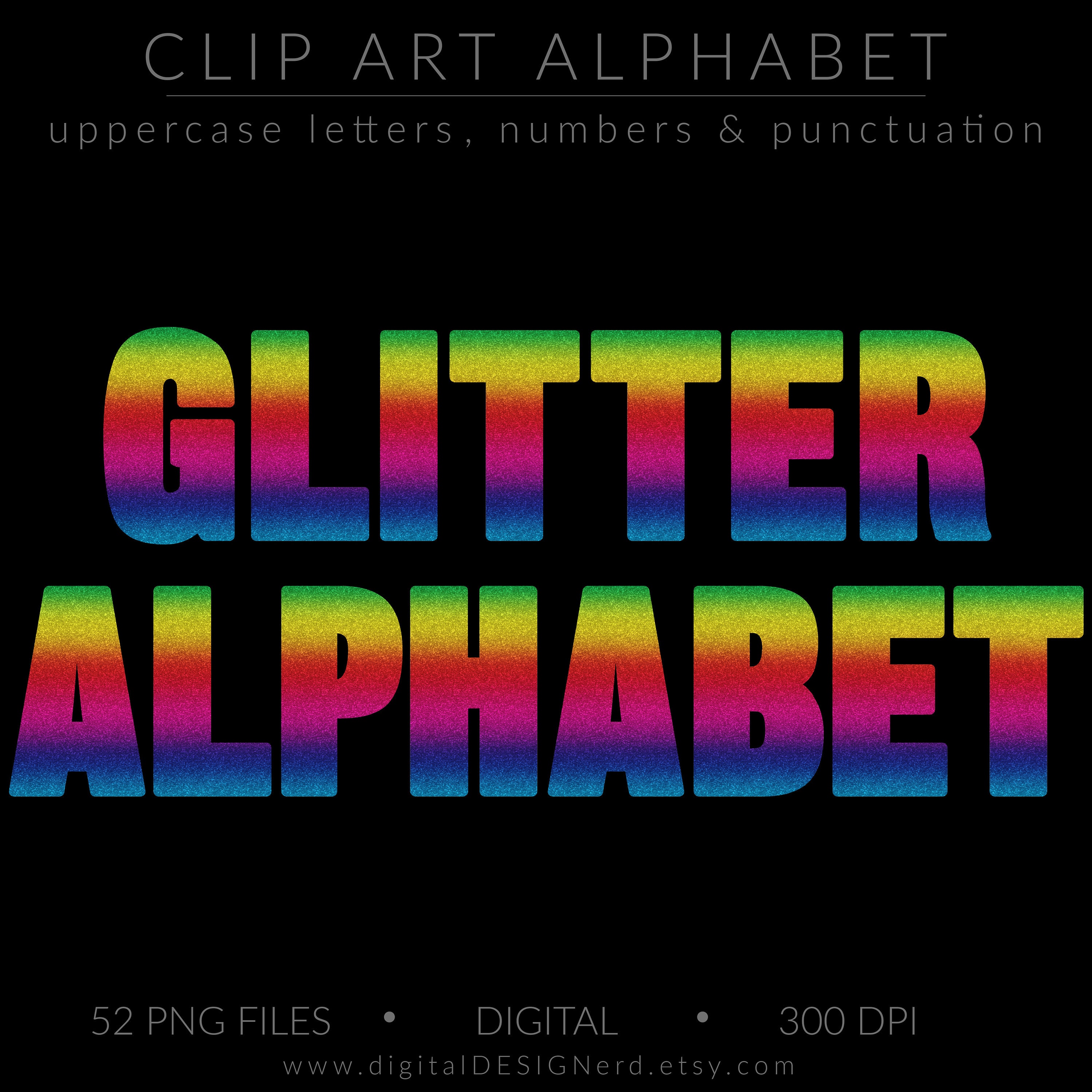 Rainbow Ombre Glitter Alphabet Clip Art Letters Numbers - Etsy