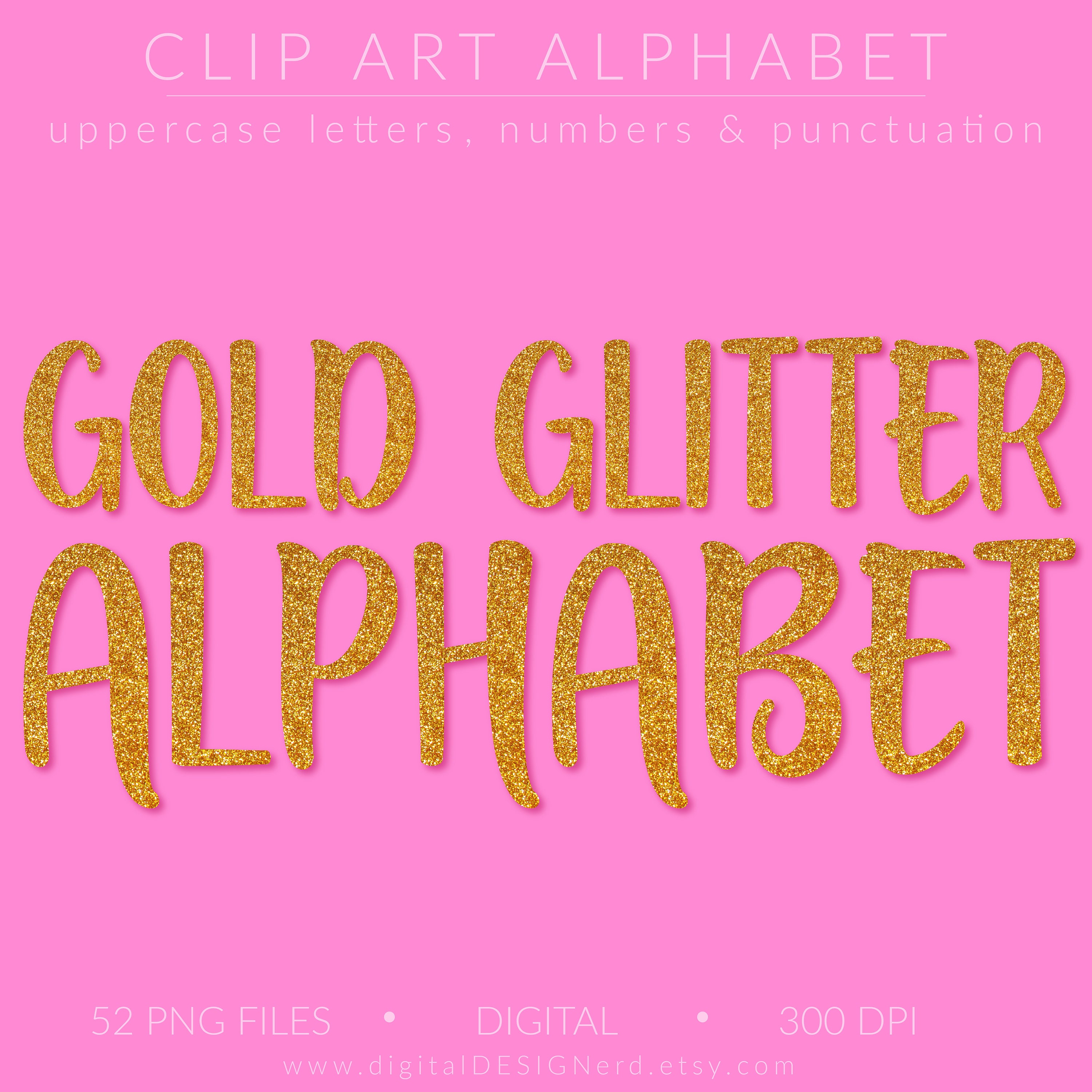 Bright Gold Glitter Alphabet Clip Art Letters Numbers - Etsy