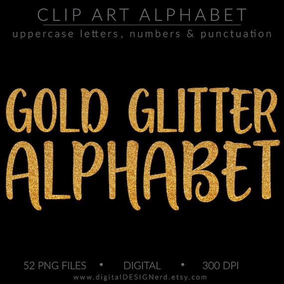 Bright Gold Glitter Alphabet Clip Art Letters Numbers - Etsy