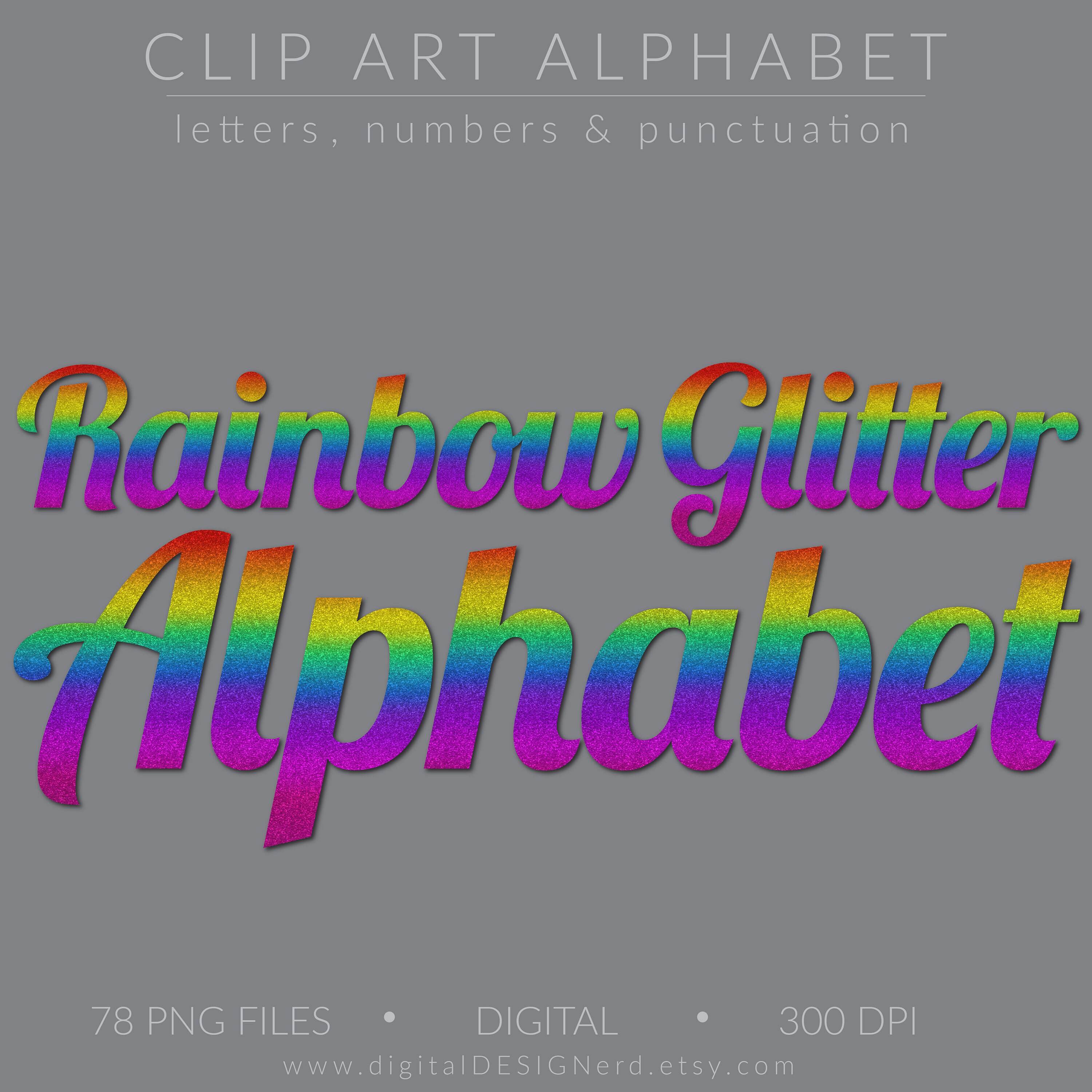 Vivid Rainbow Ombre Glitter Alphabet Clip Art Letters - Etsy