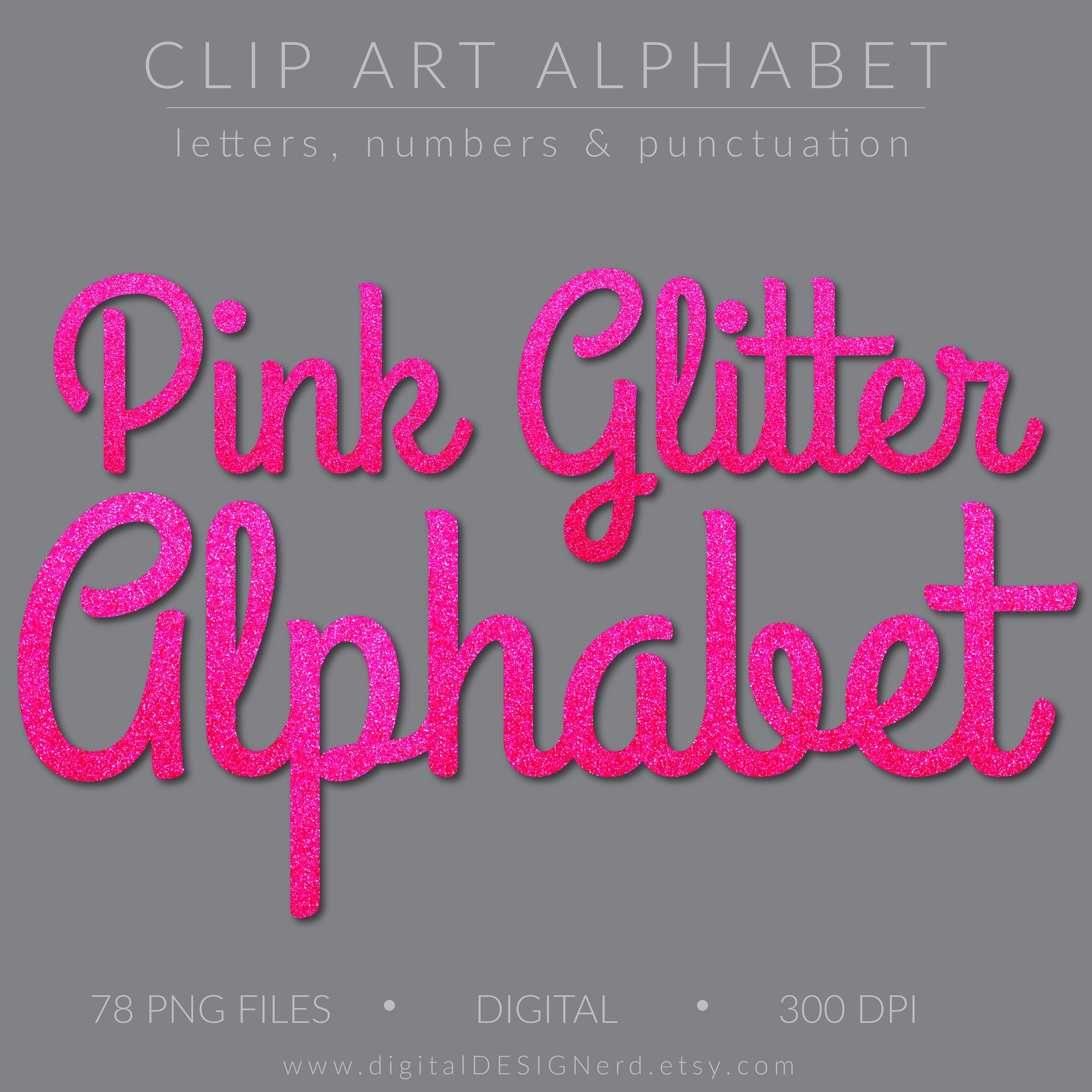 Clip Art Alphabet Hot Pink Glitter Letters Numbers & | Etsy