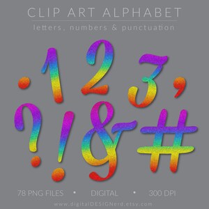 Bright Rainbow Ombre Glitter 2 Digital Alphabet | Clip Art Letters ...