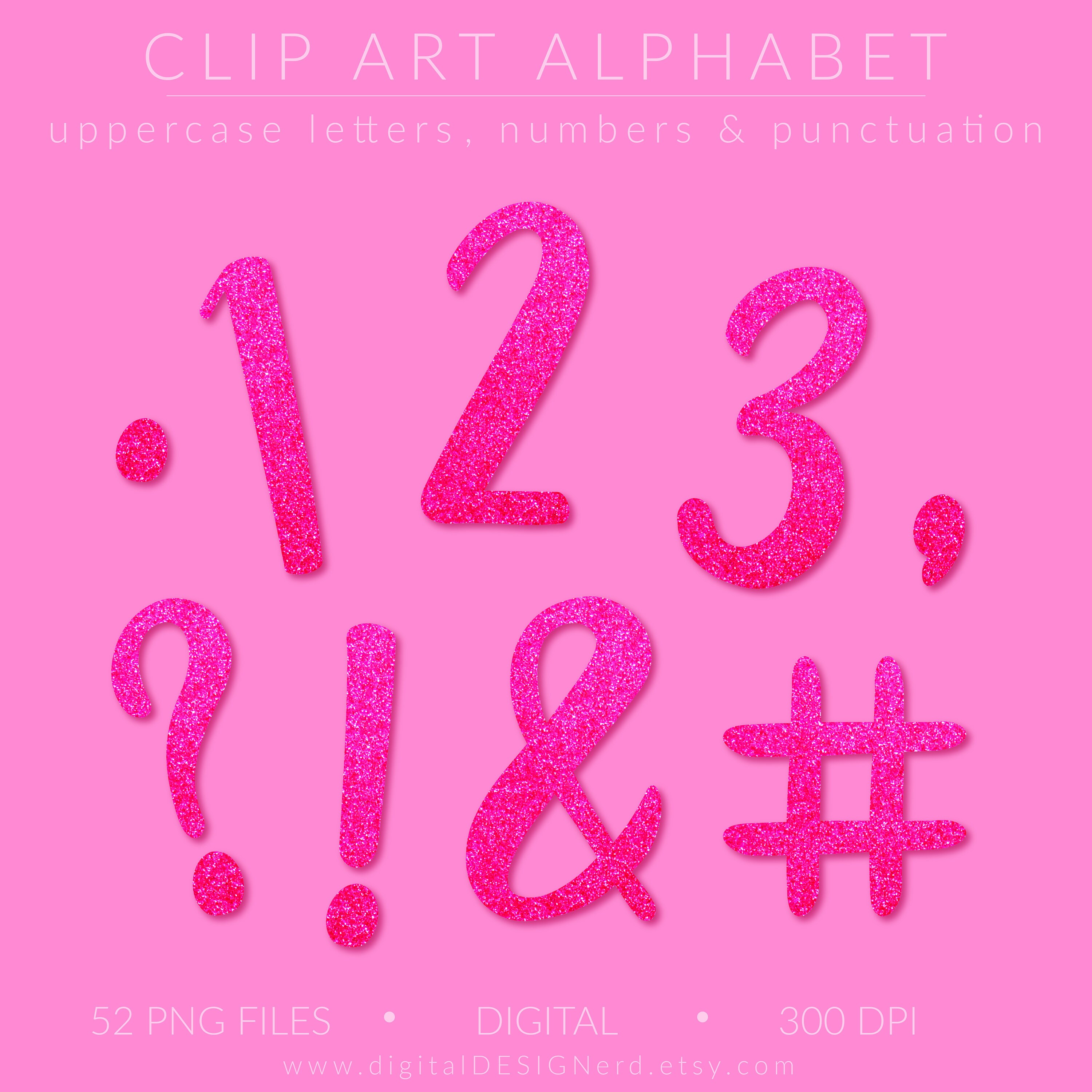 Hot Pink Glitter Alphabet Clip Art: 52 PNG Digital Letters (digital ...