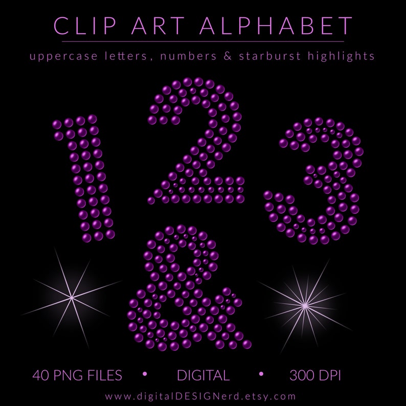 Purple Pearl Alphabet Clip Art: PNG Digital Letters (digital Download ...