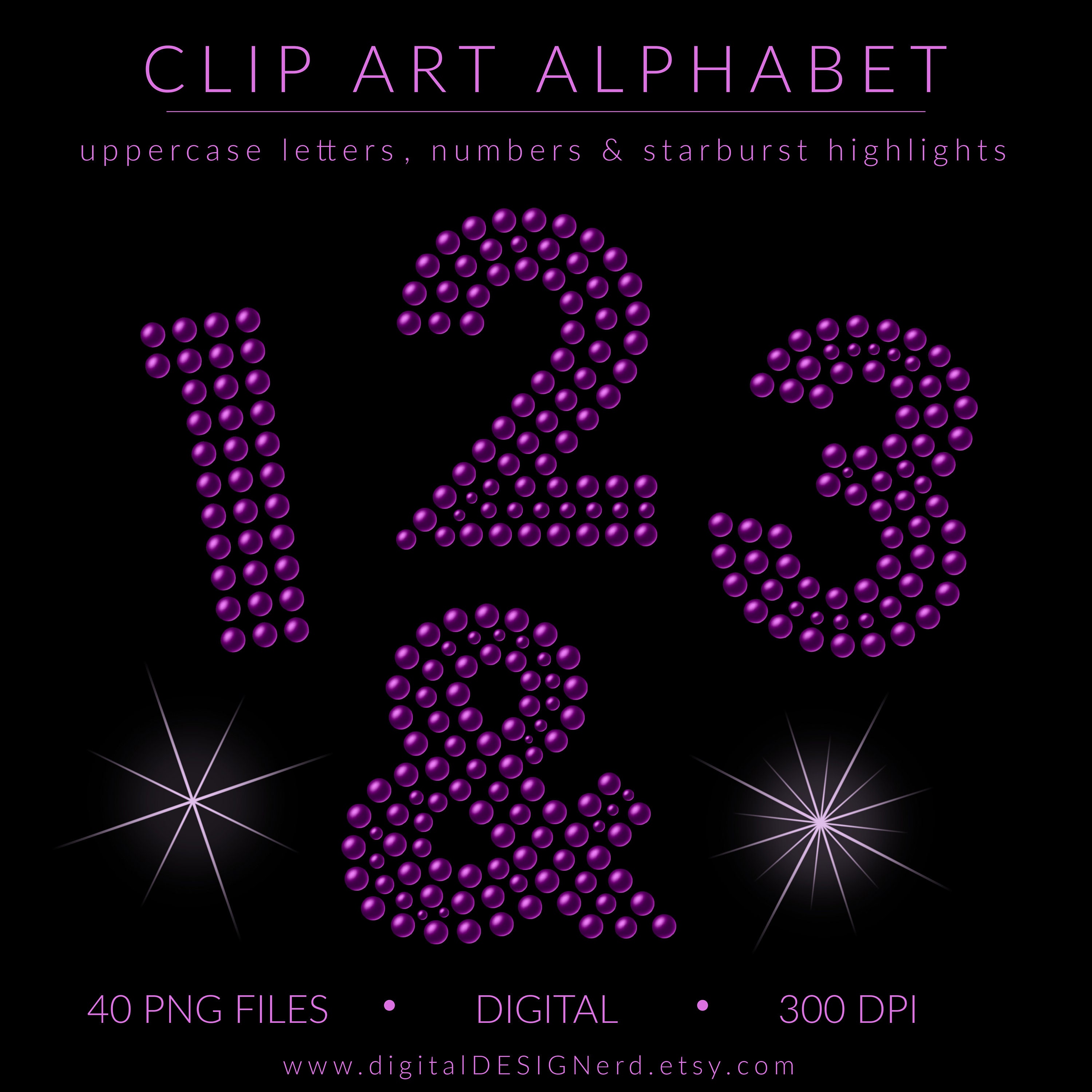 Purple Pearl Alphabet Clip Art: PNG Digital Letters (digital Download ...
