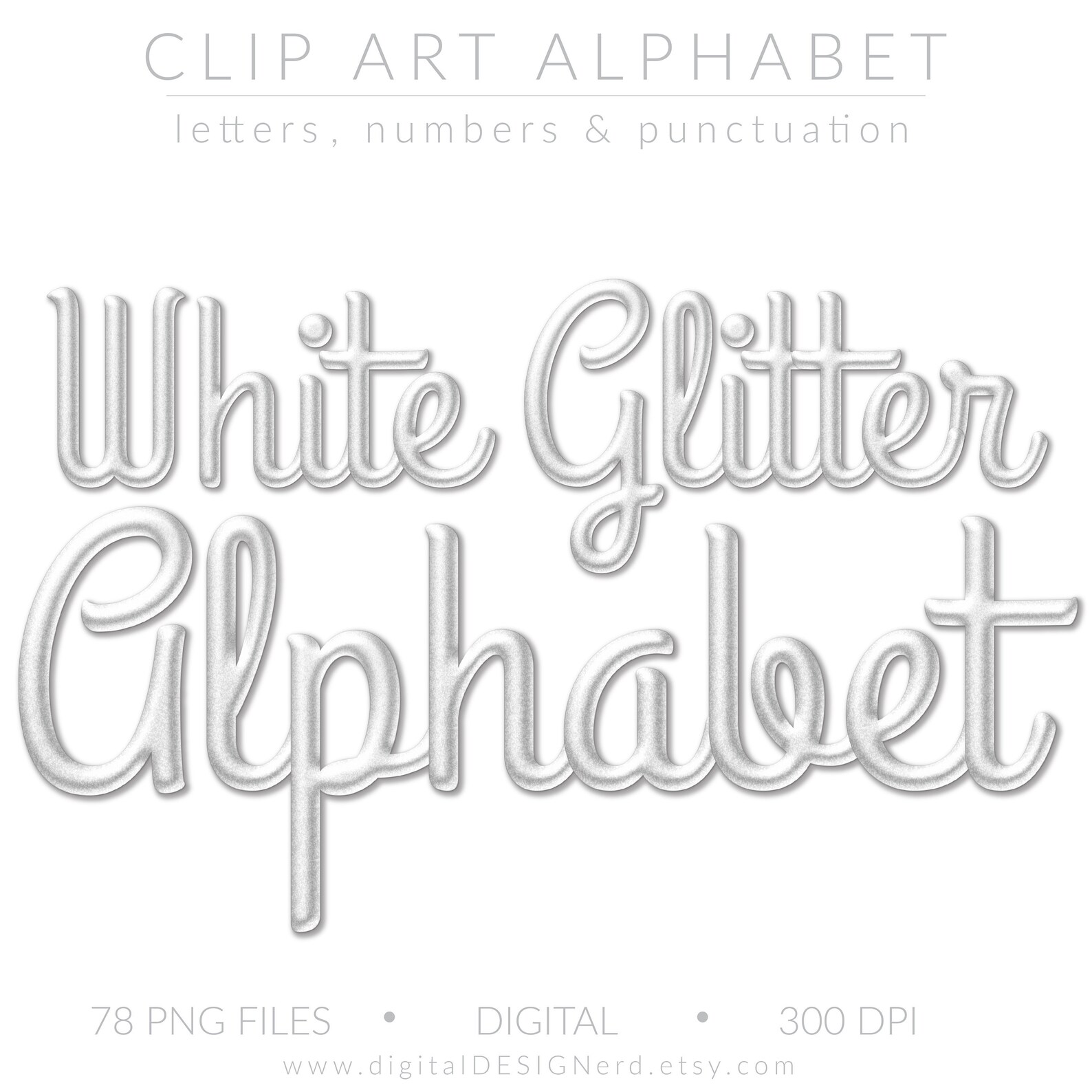 Clip Art Metallic Sparkle Gel Alphabet White Glitter Letters - Etsy