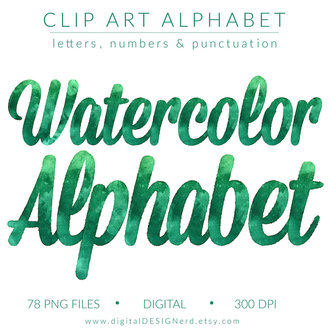 Emerald Green Watercolor Alphabet Clip Art (PNG Digital Download) - Etsy