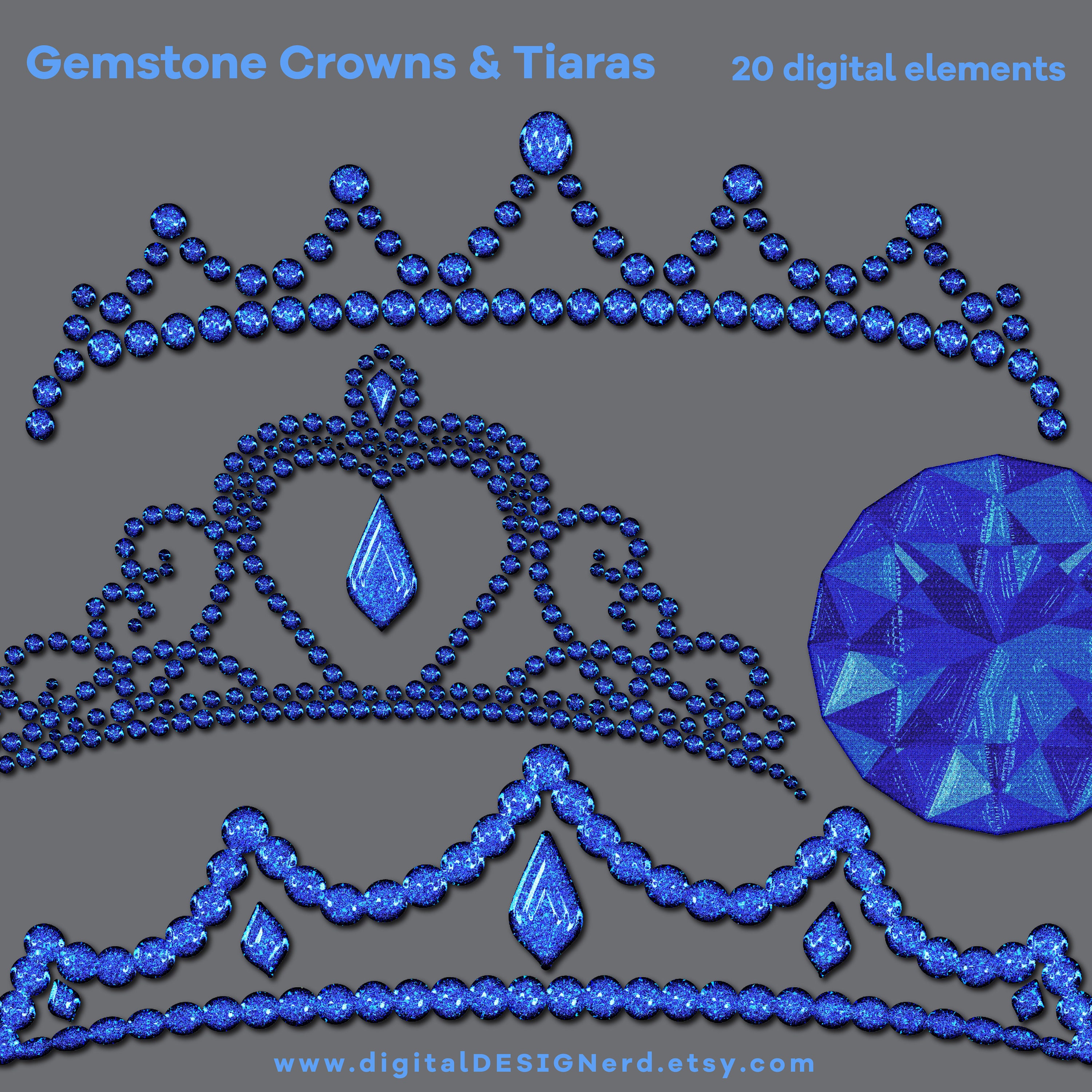 Sparkle Metallic Shimmer Diamond Princess Jewelry Wedding Party Blue ...