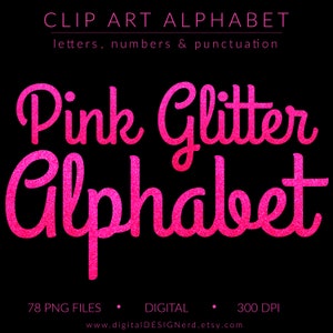 Clip Art Alphabet | Hot Pink Glitter Letters, Numbers & Punctuation ...