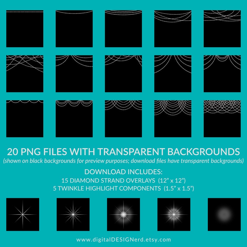Diamond Gemstone Strand Overlays & Sparkle Starburst - Etsy