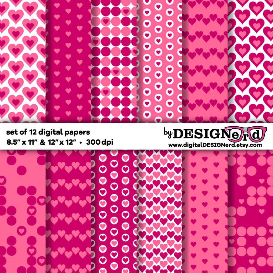 Digital Scrapbook Paper - Sweetheart Collection (8.5x11 & 12x12 ...