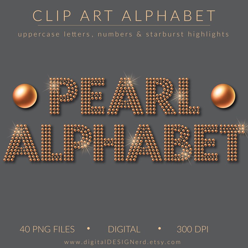 Gold Pearl Gemstone Alphabet Clip Art Letters Numbers - Etsy Ireland