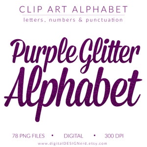 Clip Art Alphabet Purple Glitter Letters, Numbers & Punctuation 78 ...