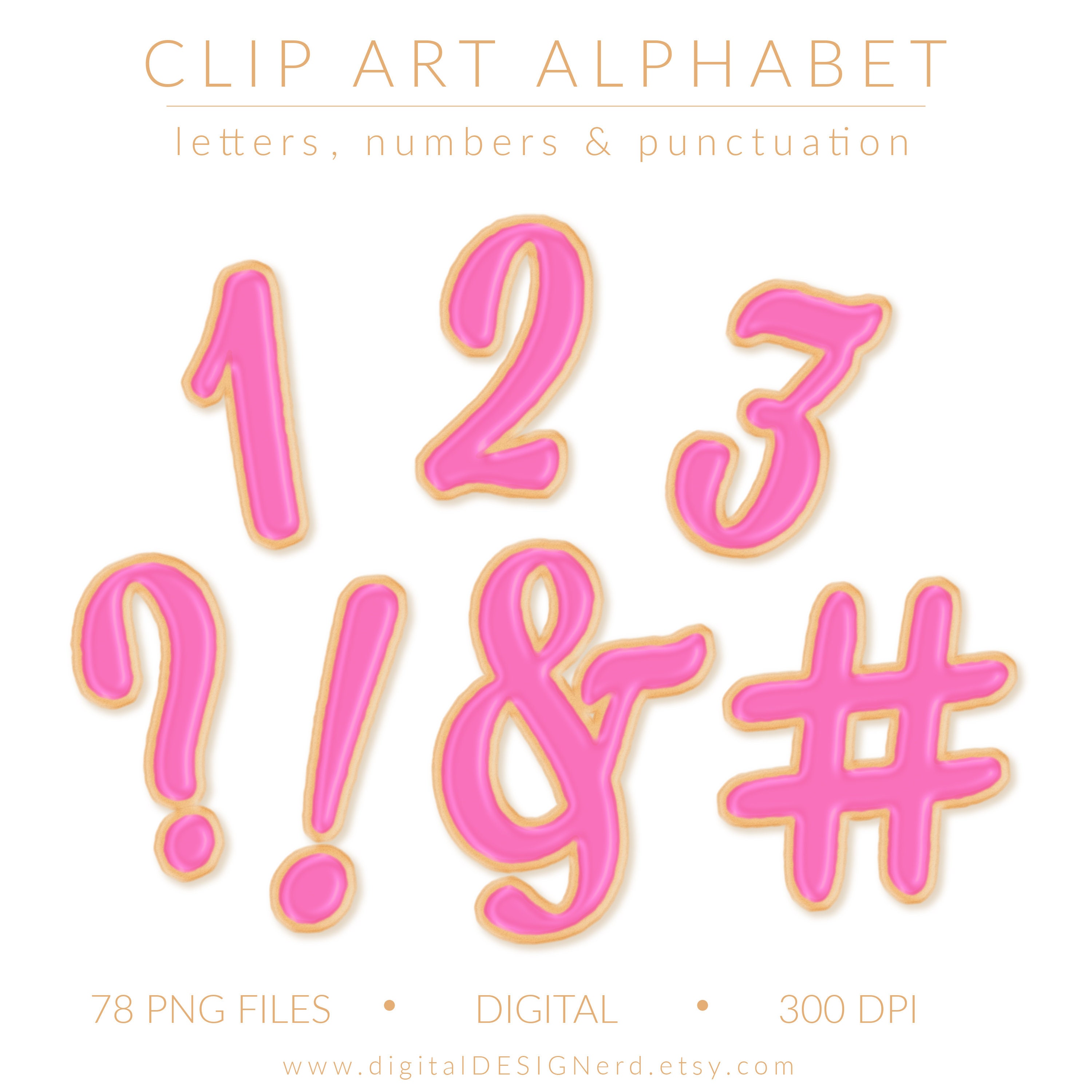 Rose Pink Frosted Sugar Cookie Alphabet Clip Art Letters | Etsy