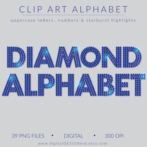 Dark Blue Sapphire Gemstone Alphabet Clip Art Letters | Etsy